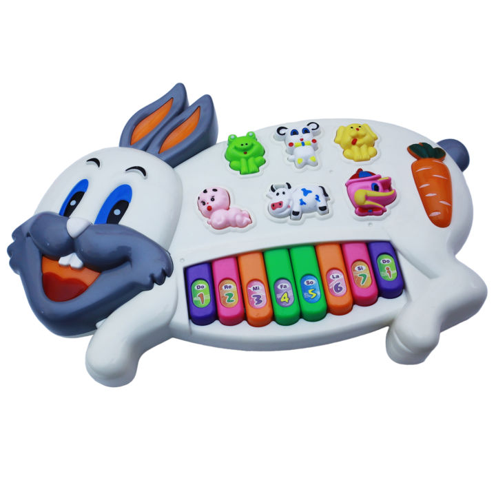 Educational Electric Musical Rabbit Piano with Flashing Lights for Kids ...