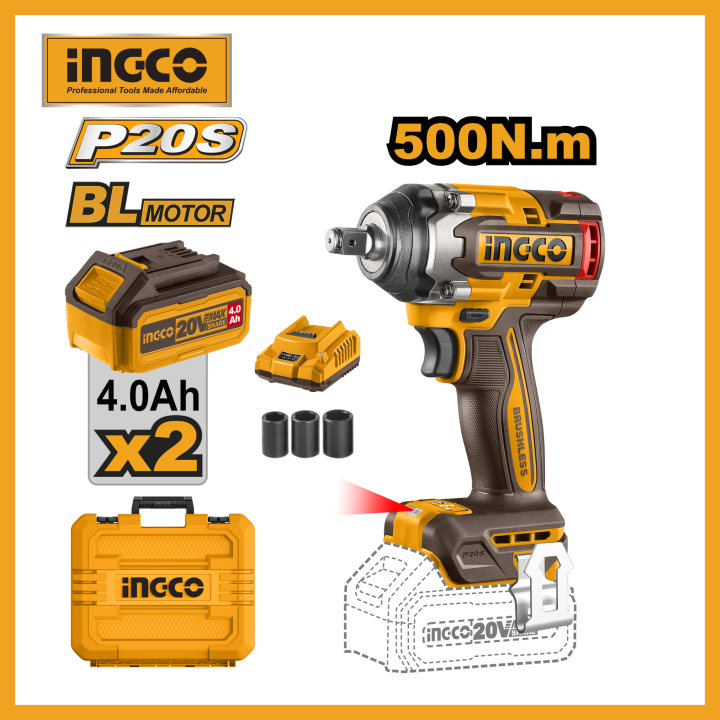 INGCO P20S High-Efficiency 20V Brushless Cordless Impact Wrench with ...