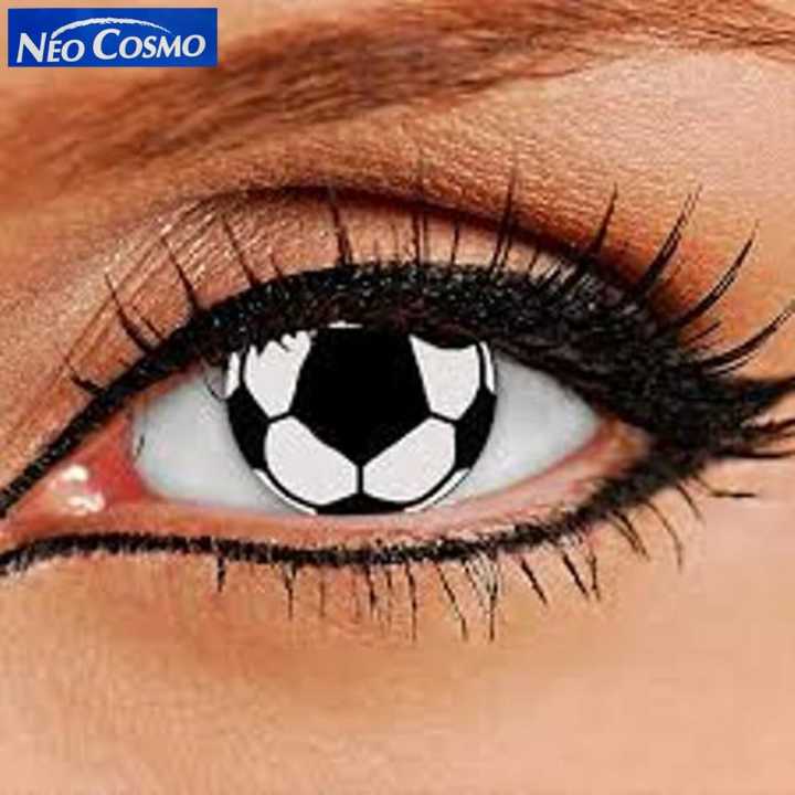 Neo Cosmo (Zero Power) White Black Balls Crazy Contact Lenses Without ...