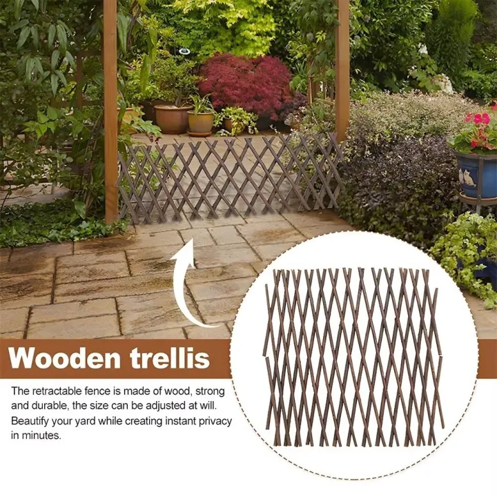 DIY 40/70cm Wooden Fence Stretchable Climbing Plants Home Garden Fence ...