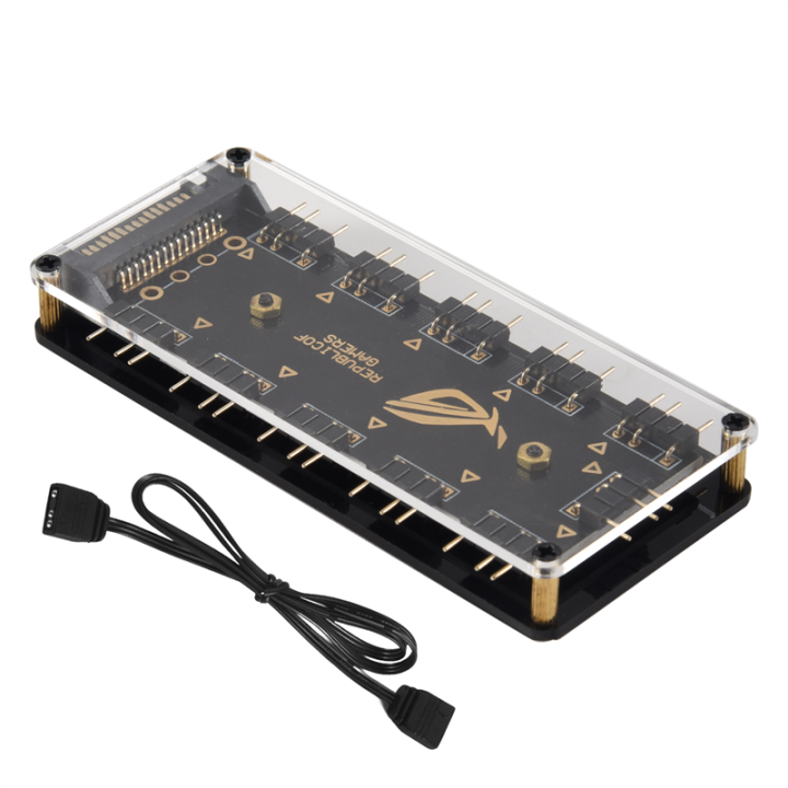 5V 3Pin RGB LED Splitter 10-Port Hub with 50CM 3Pin Extension Cord ...