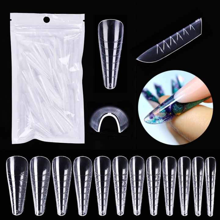 60Pcs Nail Dual Form False Tips Extension for Tips Building Nail Gel ...