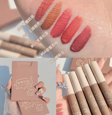 Cute Style Matte Lip Stick Set 5 Colors Velvet Lip Glaze Kit Portable ...