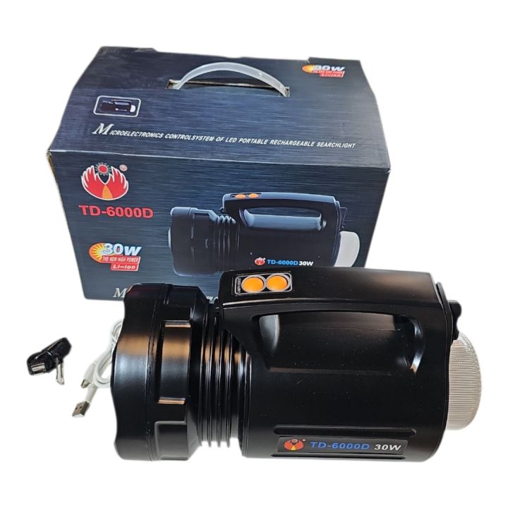 TD-6000D 30W Rechargeable LED Searchlight – High Power Flashlight with ...