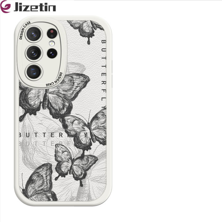 Jizetin for Samsung S21 Ultra 5G Back Cover Sketch Butterfly PU Leather ...