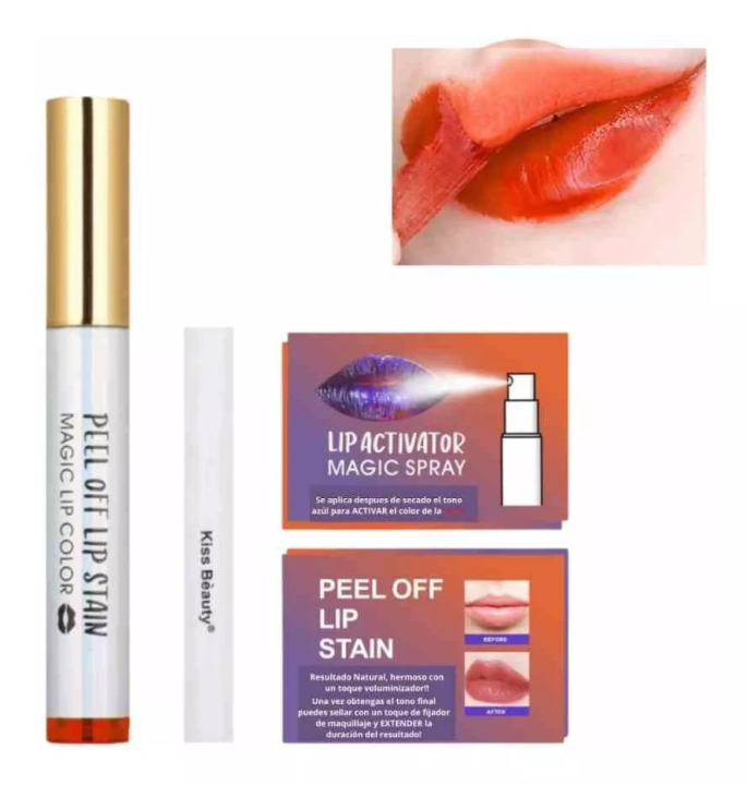 Peel Off Lip Stain Magic Lip Color & Lip Activator Magic Spray Shade 01 ...