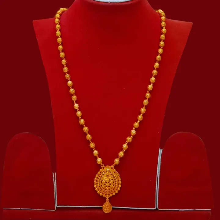 Ball Haar Pendal Design Long Haar Set Gold Plated Ball Haar For Women ...