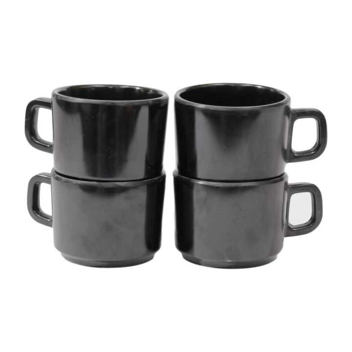 Black Melamine Tea Cup Set Of 4 Pcs | Daraz.com.np
