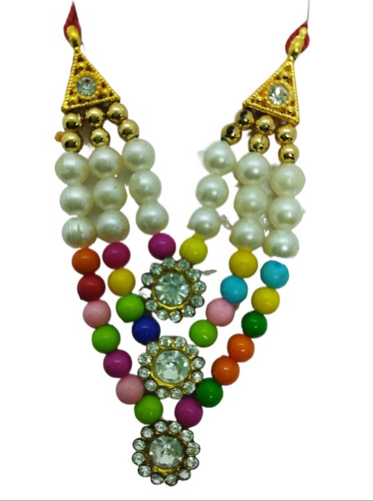 3 Line Moti Mala for all God Idols (Laddu Gopal, Devi Maa, Radha ...