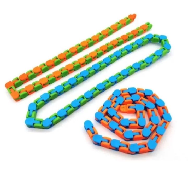 Colorful Puzzle Sensory Tracks Snap And Click Fidget Toys Kids Band ...