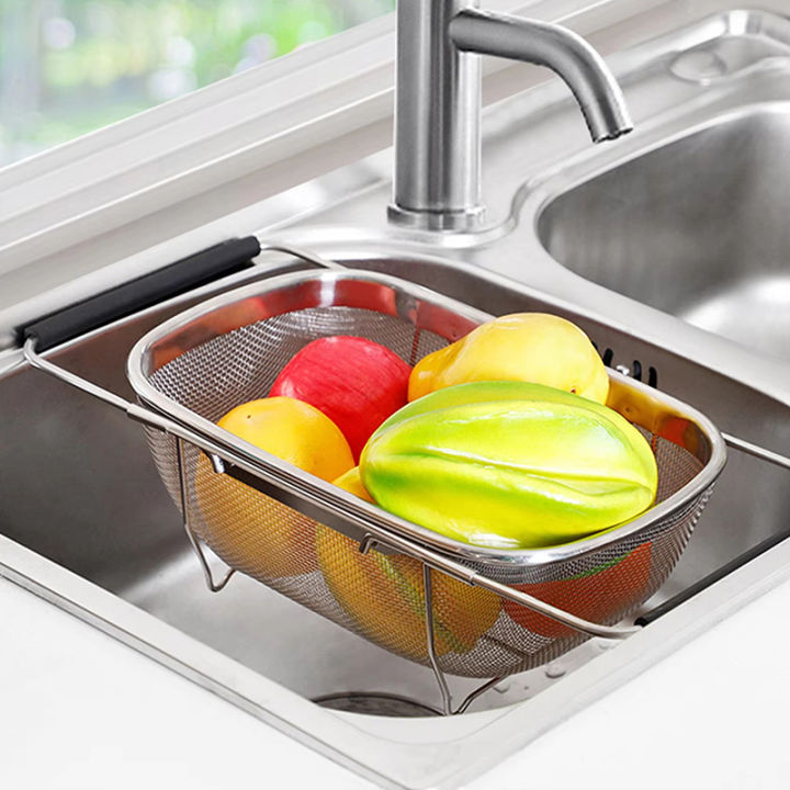 Kitchen Supply Colander Drain Over The Sink Deep Well Oval Stainless ...
