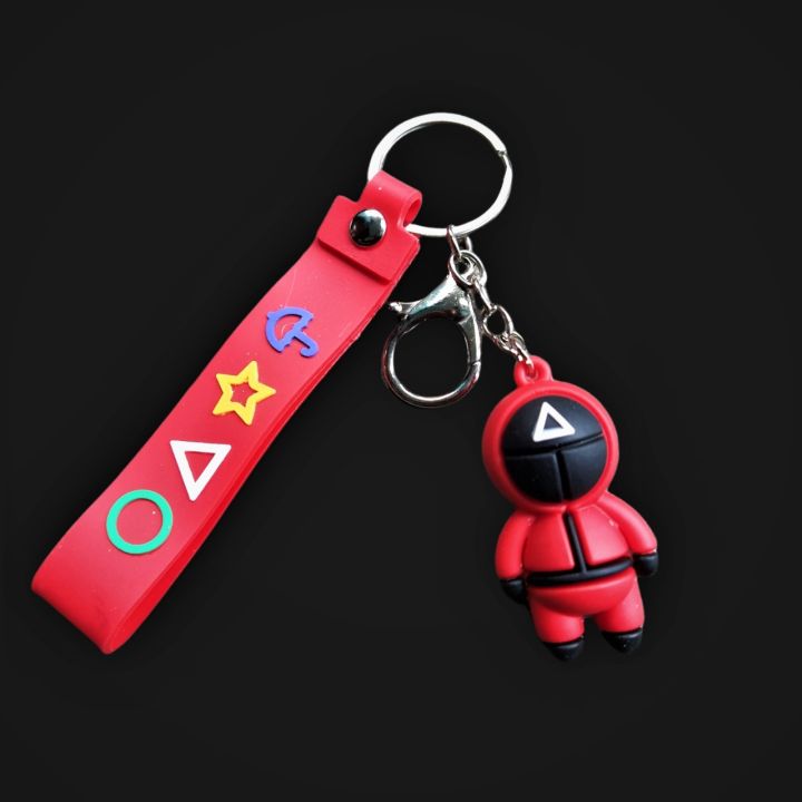 1 Piece Squid Game Keychain Set | Masked person 3D Square, Round ...