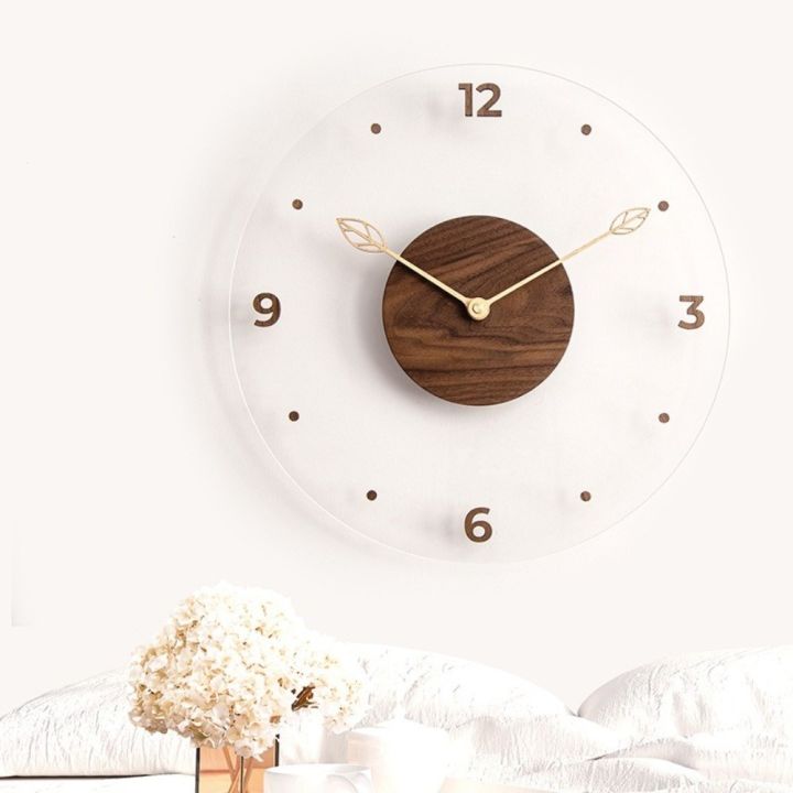 Modern Solid Wood Digital Wall Watch Transparent Silent Movement ...