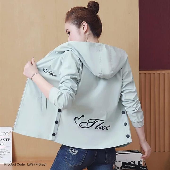 Women's Double Layer Long Sleeve Windbreaker Jacket Casual Zip-Up ...