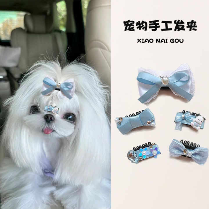Maltese small hairpin pet puppy dog nose bridge clip bb small clip clip ...