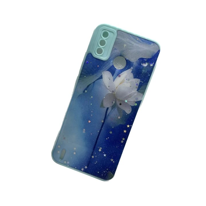 Techno Spark 6 Go Glitter Semi Hard Border Cover With Pop Socket ...
