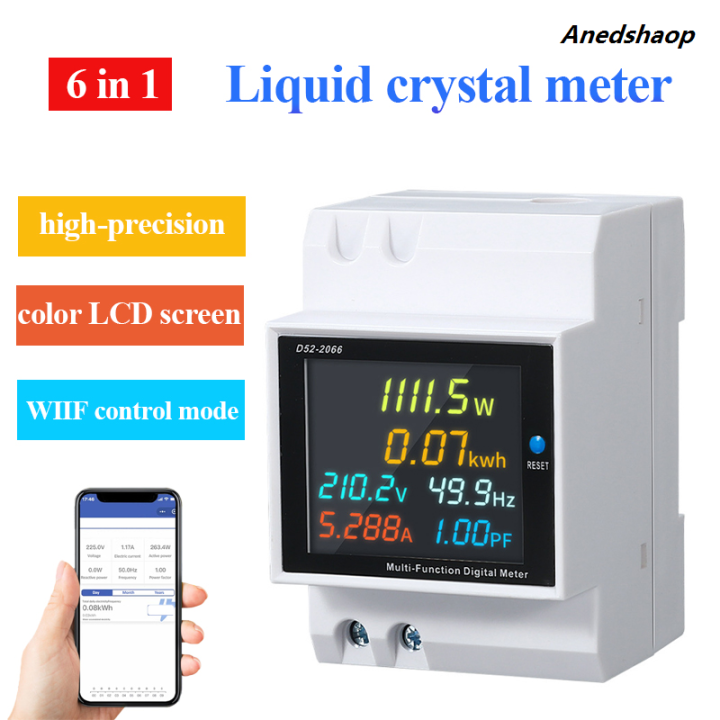 Anedshaop 6 IN 1 Din Rail AC Monitor 110V 220V 380V 100A Voltage ...