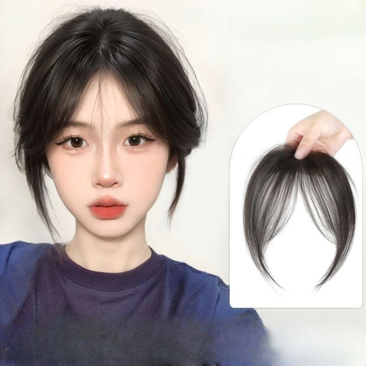Middle Part Fake Bangs Fringe Synthetic Topper Hairpiece Clip-In Bang ...