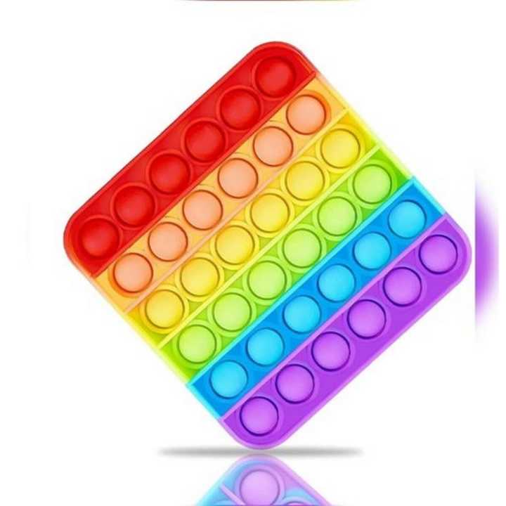 Square Shape Colorful Fidget Toys Push Pops Bubble Sensory Squishy Stress Reliever Autism Needs ...
