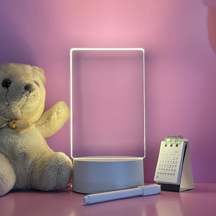 Acrylic Transparent Luminous Table Lamp Noteboard Erasable ins Message ...