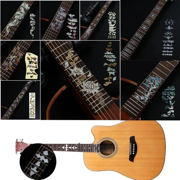 22 Styles Ultra Thin Guitar Inlay Sticker Electric Guitar PET Bass ...