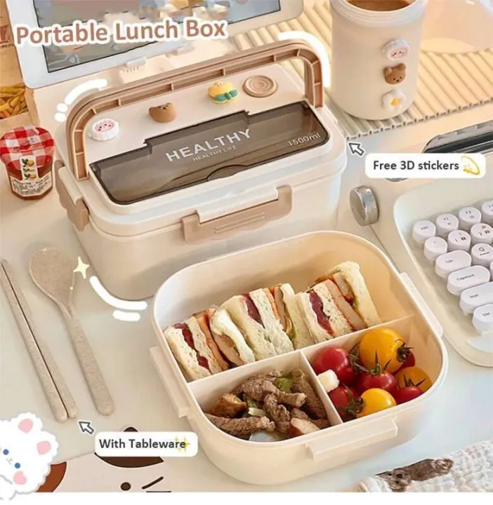 Cute Portable Lunch With Compartment For Girls School Kids Plastic ...