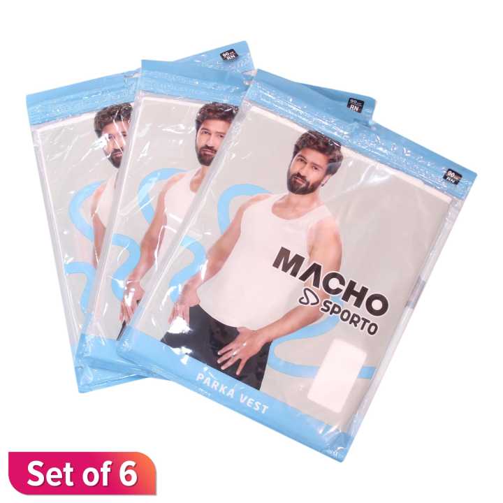Macho Sporto Men's Cotton Seleveless Vest Combo Pack Of 6 | Daraz.com.np