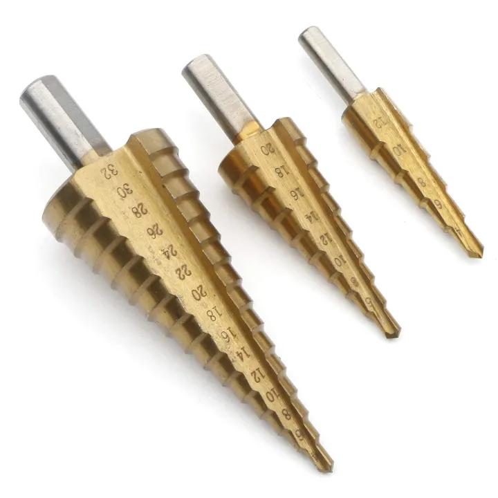 3pcs HSS Steel Step Drill Bit 4mm-12/20/32mm, For Metal, Wood, Plastics ...