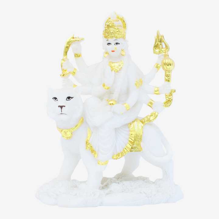 White Color Durga with Tiger Statue | Daraz.com.np