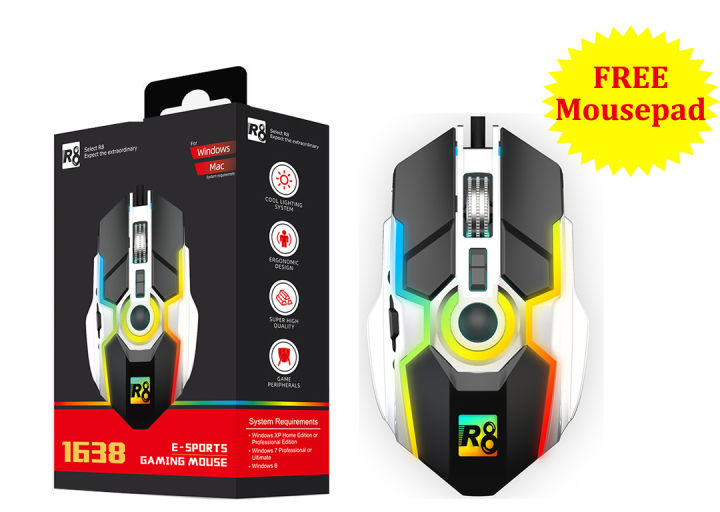 R8 1638 Gaming Mouse | Cool Lighting | 7200 DPI | Daraz.com.np
