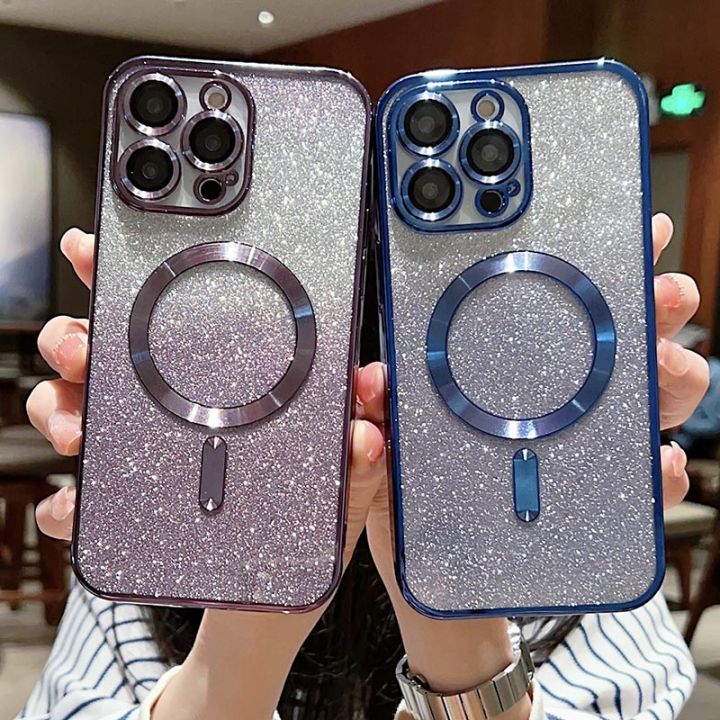HOCE Gradient Glitter Magnetic Phone Case For iPhone 17 16 15 14 13 12 ...
