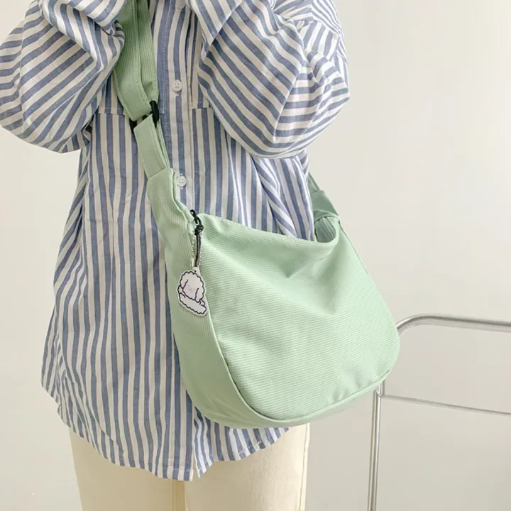 Cute Lightweight Shoulder Bag Large Capacity Solid Color Canvas Bag ...