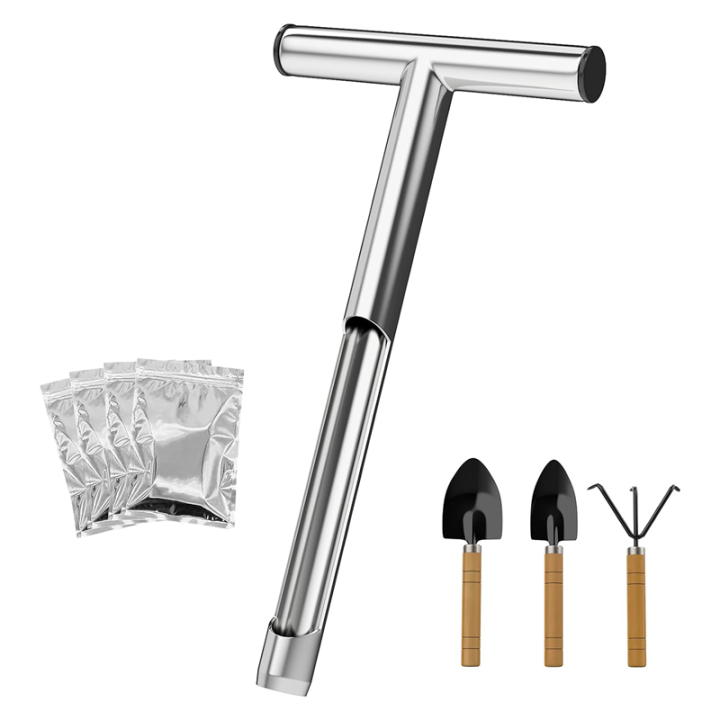 Soil Sample Probe, 12 Inch T-Style Handle Soil Probe Rod for Lawn Farm ...