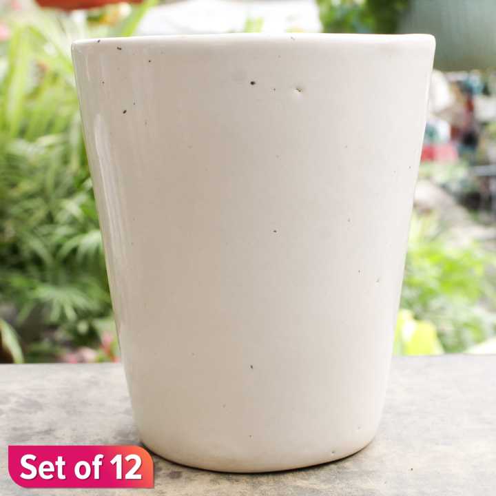 White Plain Ceramic Pot 4.5X5Inch Set Of 12 | Daraz.com.np