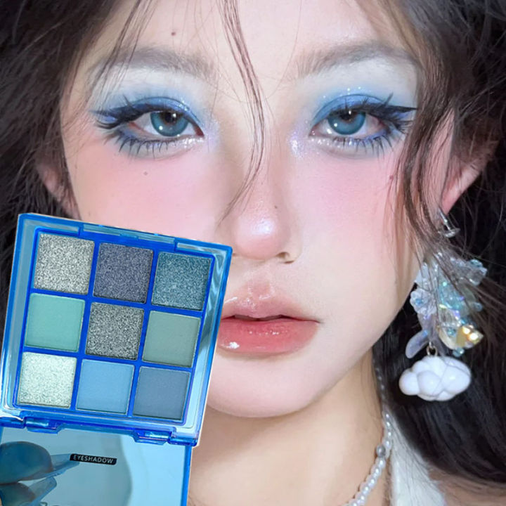New Matte Blue Purple Green Eyeshadow Palette Nine-Color Waterproof ...