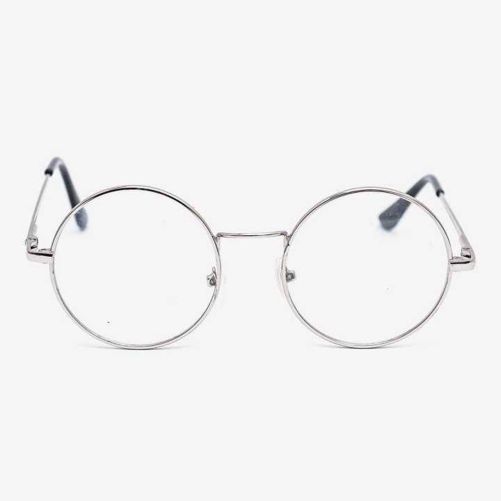 Silver Round Frame Eyewear Arc Lens Spectacles With Box For Unisex ...