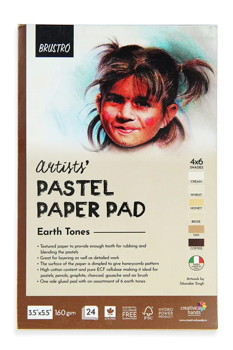 Brustro Pastel Paper Pad of 24 Sheets (160 GSM), Colour – Earth Tones ...