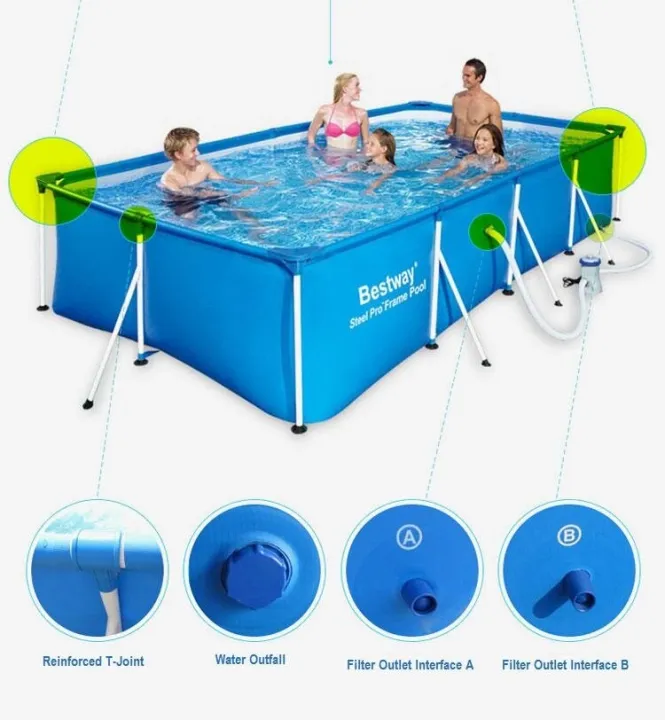 Bestway 4.00m x 2.11m x 81cm Steel Pro™ Rectangular Pool Set | Daraz.com.np