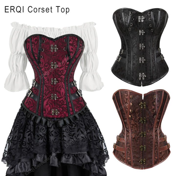 Steampunk Corset Women Plus Size Pirate Corset Top Overbust Halloween ...