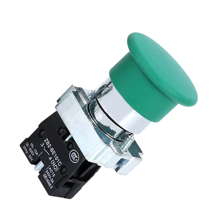 2PCS XB2-BC31C Green Mushroom Push Button Switch Self-Reset-Normally Open Push Button Switch ...