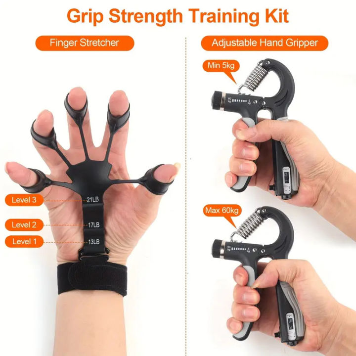 Combo Pack Finger Grip & Counter Hand Grip Strengthener Extensor ...