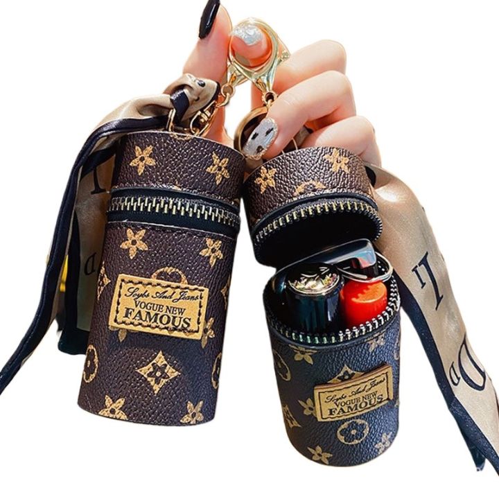 1pc leather Bucket Lipstick Case, Mini Round Bag Keychain | Daraz.com.np