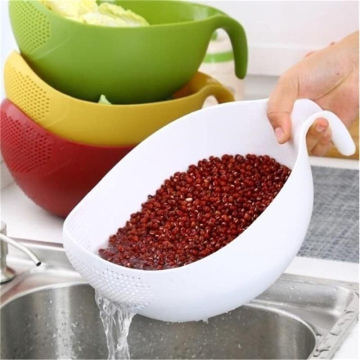 Rice Washing Filter Strainer Basket Colander Sieve Fruit Vegetable Bowl ...