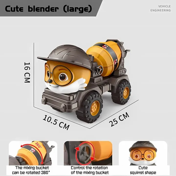 Squirrel Mixer Transport Dump Construction Friction Truck Toys For Kids ...