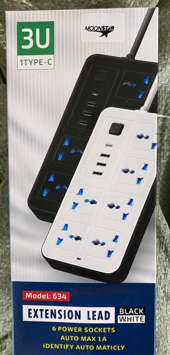 Power Socket Multiplug With 6 Socket, 3 USB Port, 1 Type C Port | Daraz ...