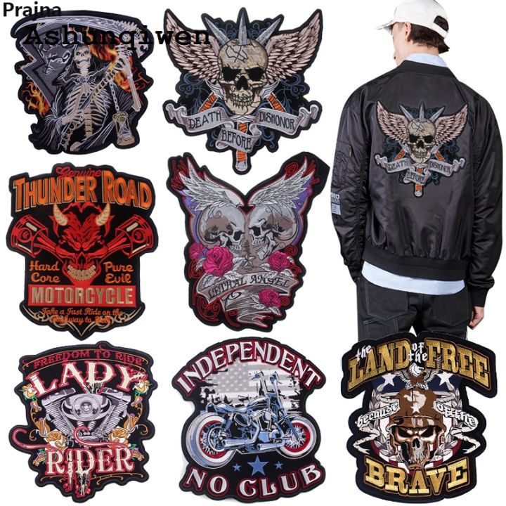 Ashunqiwen Back Embroidery Patch Motorcycle Biker Patches On Clothes ...