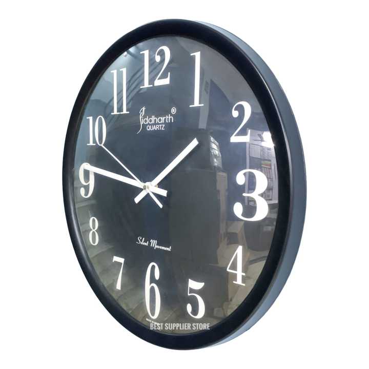 Numbering Dial Attractive Model Full Black Big Size Wall Clock | Daraz ...