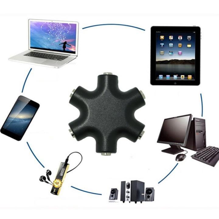 3.5mm Headphone Splitter 5-way Audio Splitter Multi Port Aux Music ...