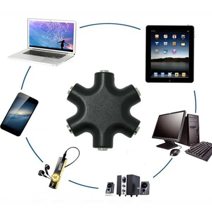 3.5mm Headphone Splitter 5-way Audio Splitter Multi Port Aux Music ...