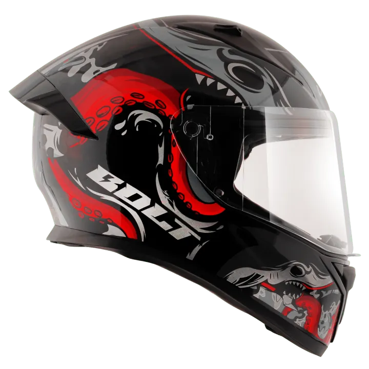 Vega Bolt Octopus Shining Black Red Full Face Motorcycle Helmet | Daraz ...